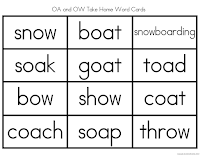 Teachers R US: oa, ow story, printable story, wall signs, and worksheets