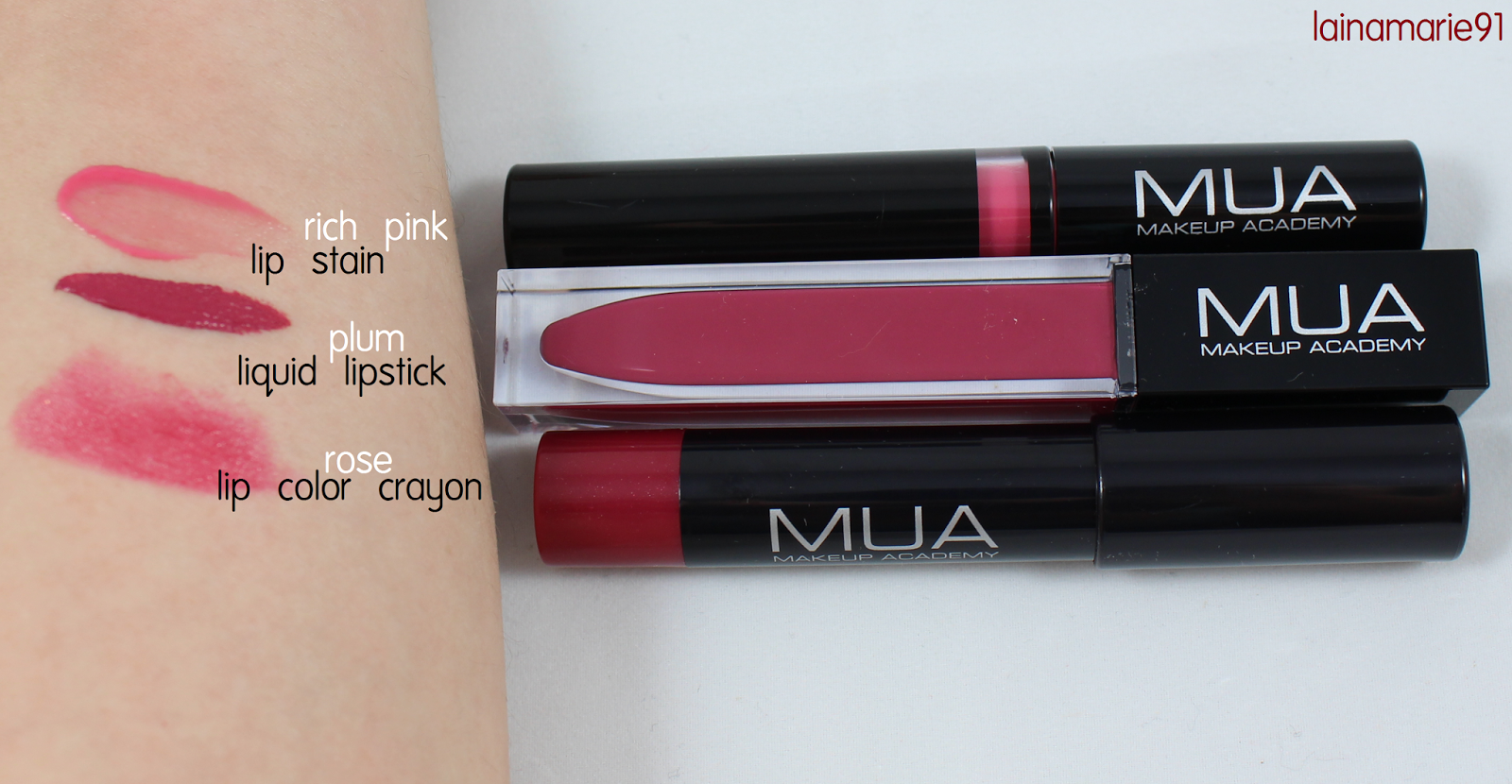Lainamarie91: MUA Lip Product Comparison : Liquid Lipstick, Lip Stain ...