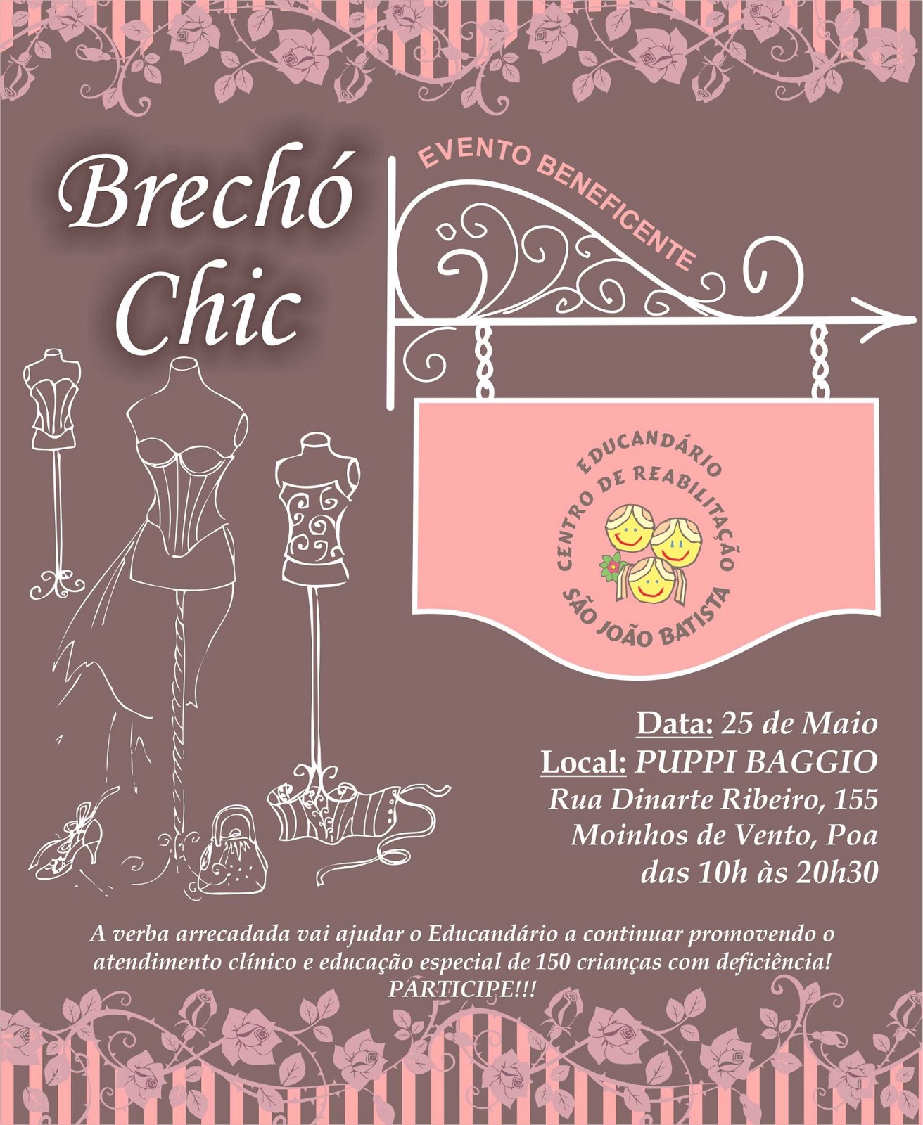 Educandário São João Batista: Convite para BRECHÓ CHIC no Puppi Baggio