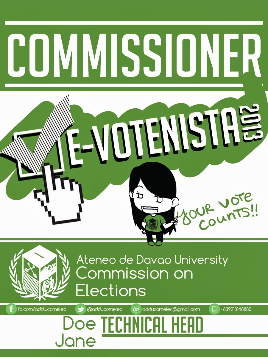 AdDU COMELEC commissioner ID (female) (2013) | Disenyo ni Ogs