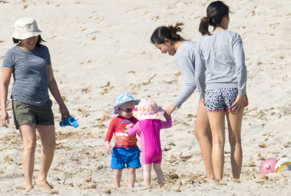 Princess Charlene was photographed with her children in Corsica beach