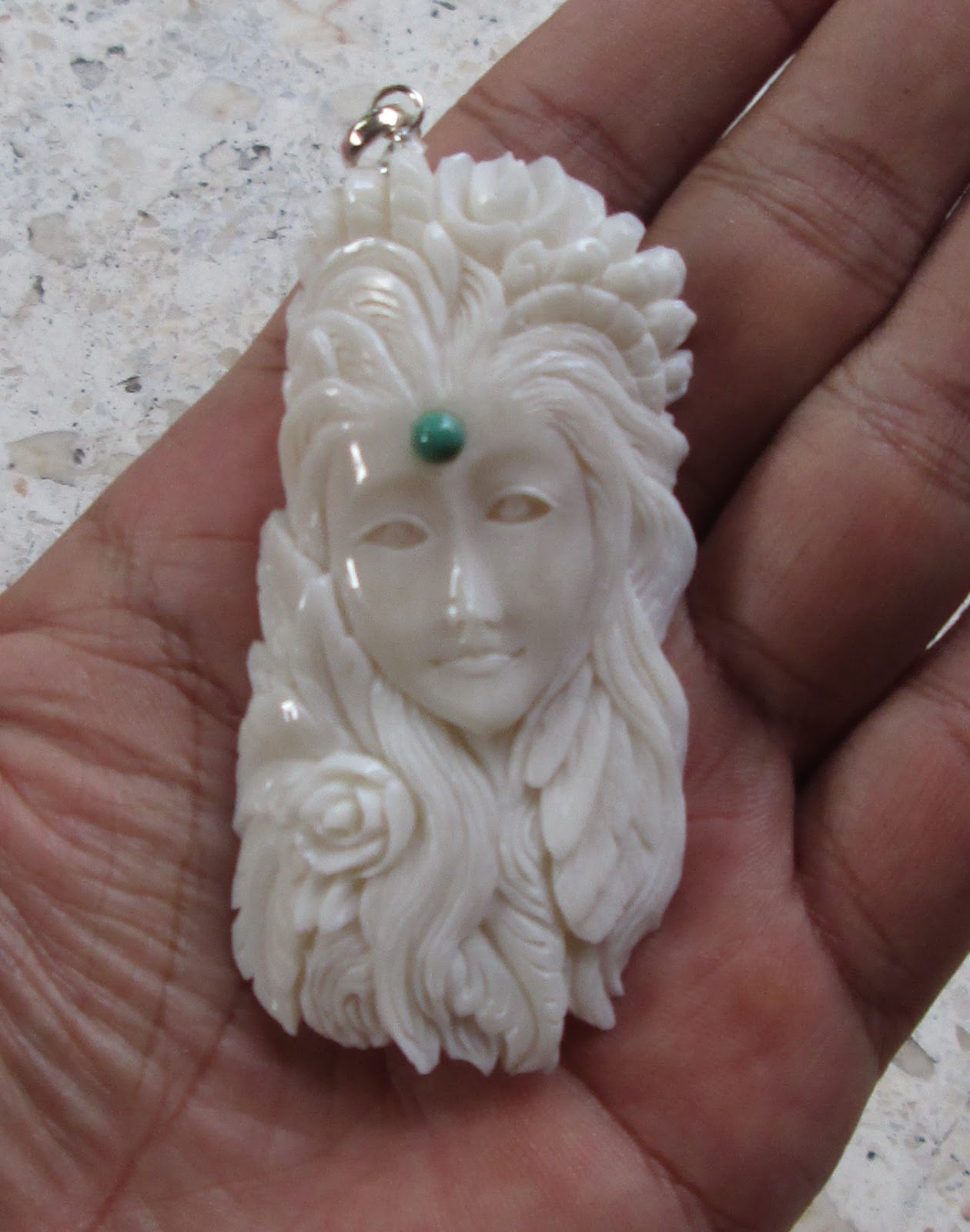 Goddess Carved Bone Pendants With Stone - Bone Pendants | Bone Carving ...