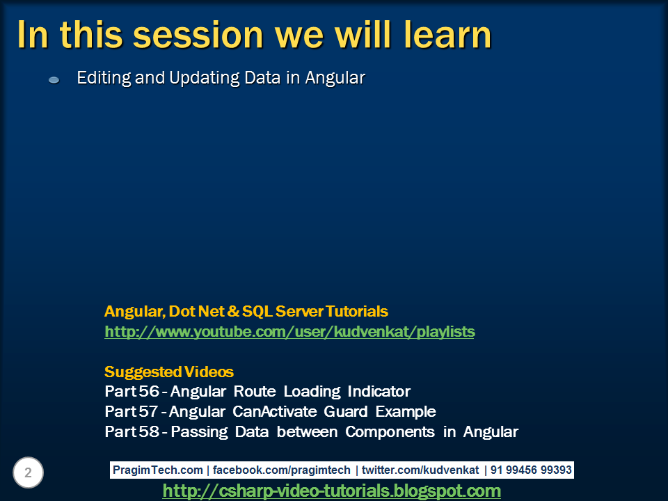 Sql Server Net And C Video Tutorial Edit Form In Angular Slides