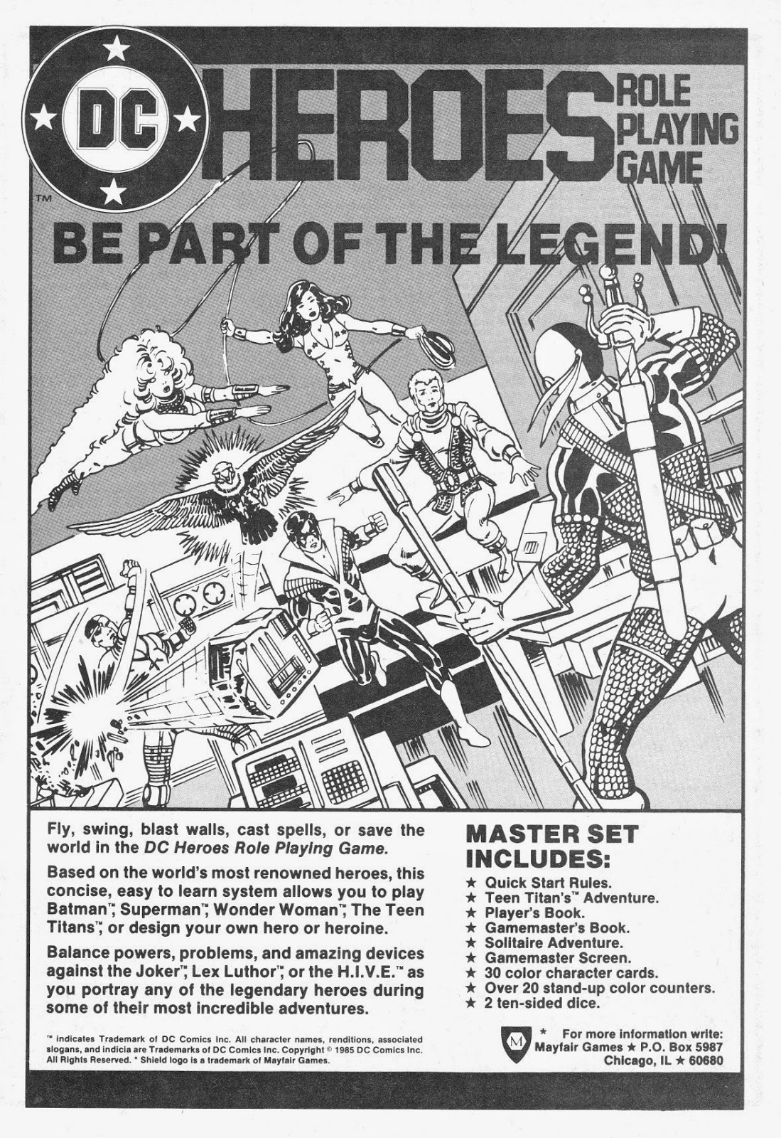 DC Comics of the 1980s: 1985 - DC Heroes RPG Ad