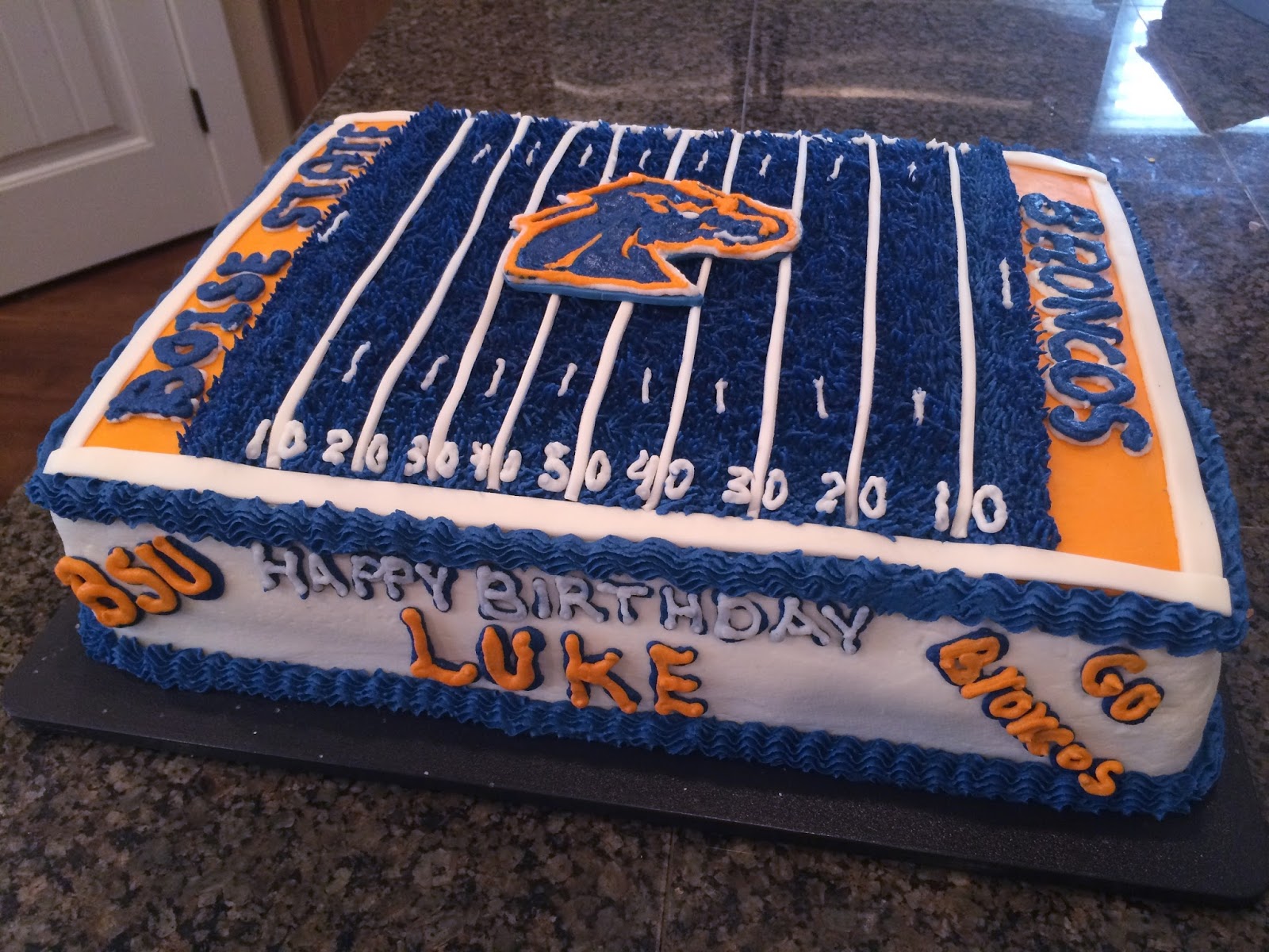 Cat's Cake Creations: Boise State Blue Turf Football Cake