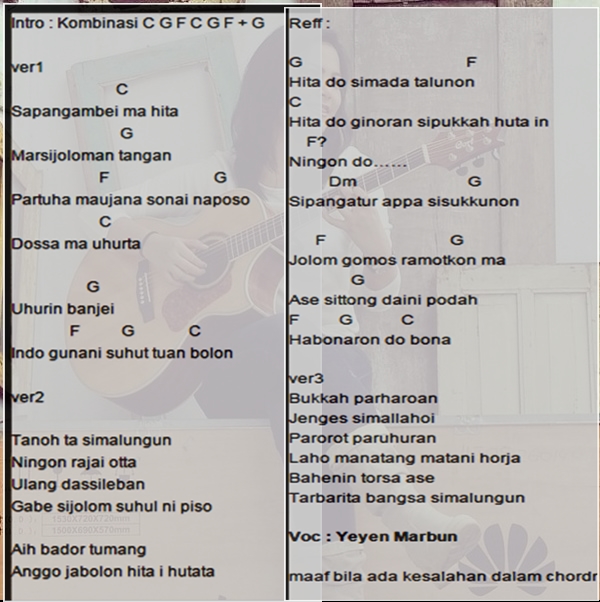 Chord Lagu Simalungun - Sipukkah Huta - Cord lirik Lagu