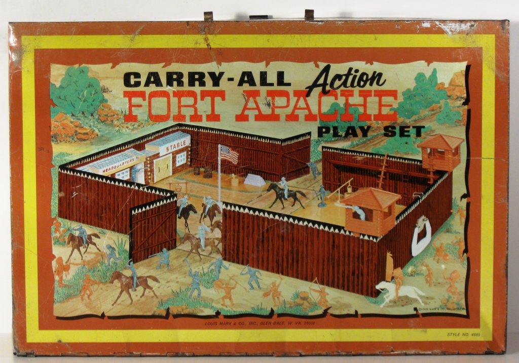 Toys and Stuff: Marx Fort Apache Carry-all w-Tin HQ & Stable