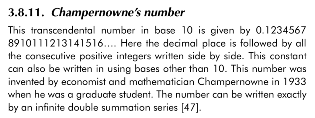 Mathematical Meanderings: Champernowne constant