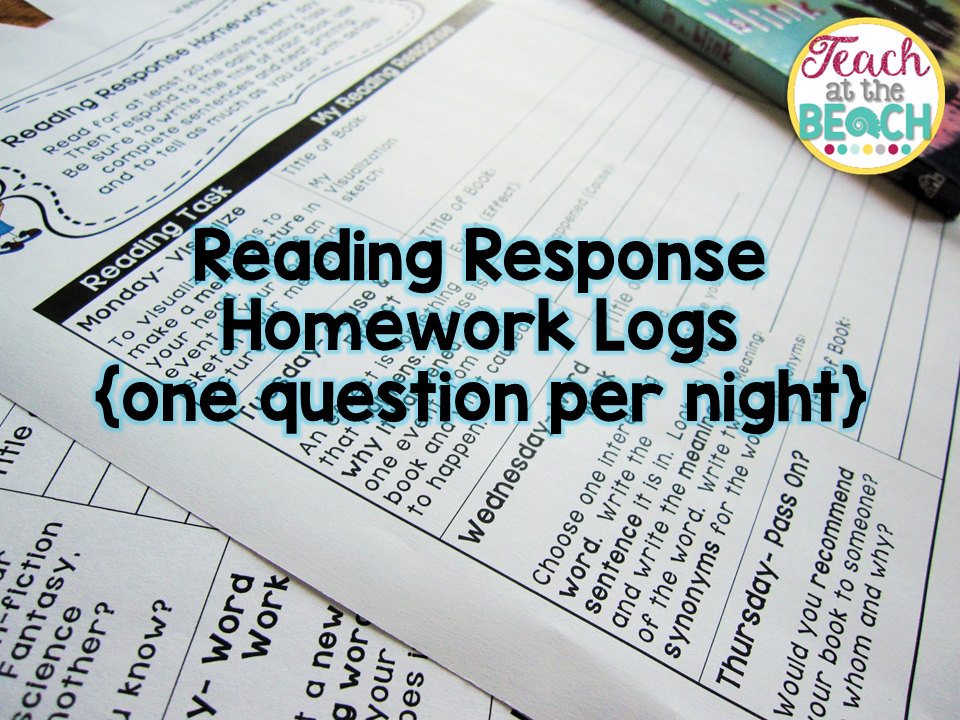 Teach at the Beach: Reading Response Homework Logs