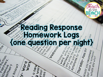 Teach at the Beach: Reading Response Homework Logs