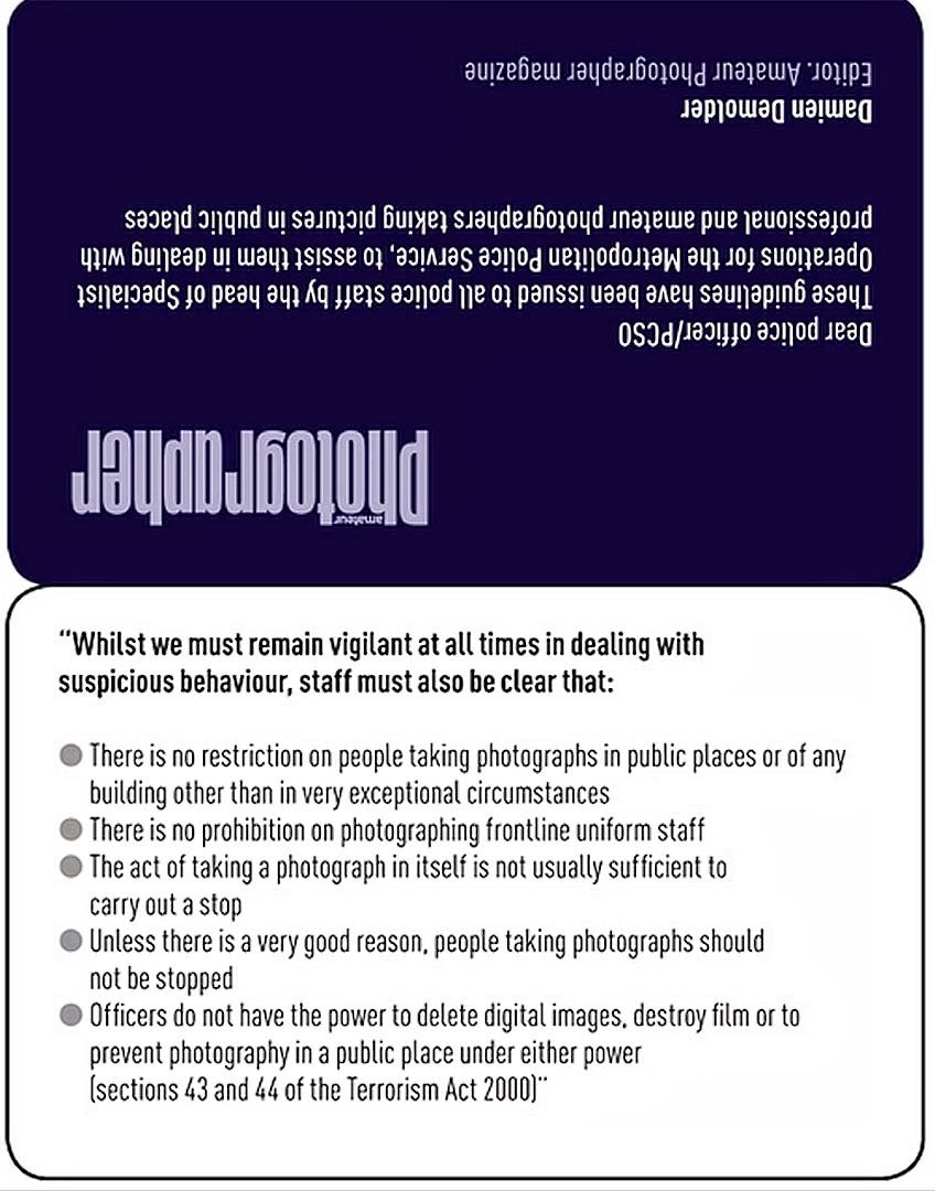 Lincolnshire Cam: Photographers' Legal Rights.