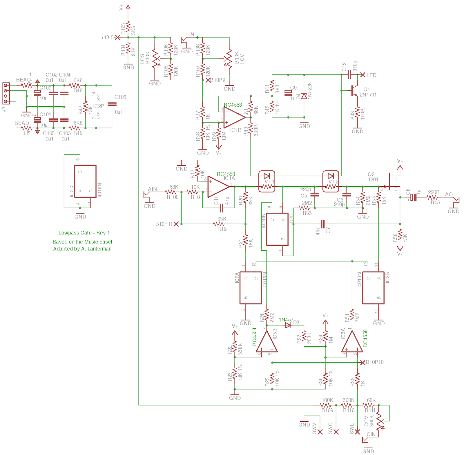 Lantertronics: Adaptation of the Low Pass Gate from the Music Easel
