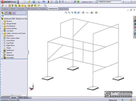 How to make Structural steel framework in SolidWorks weldments ...