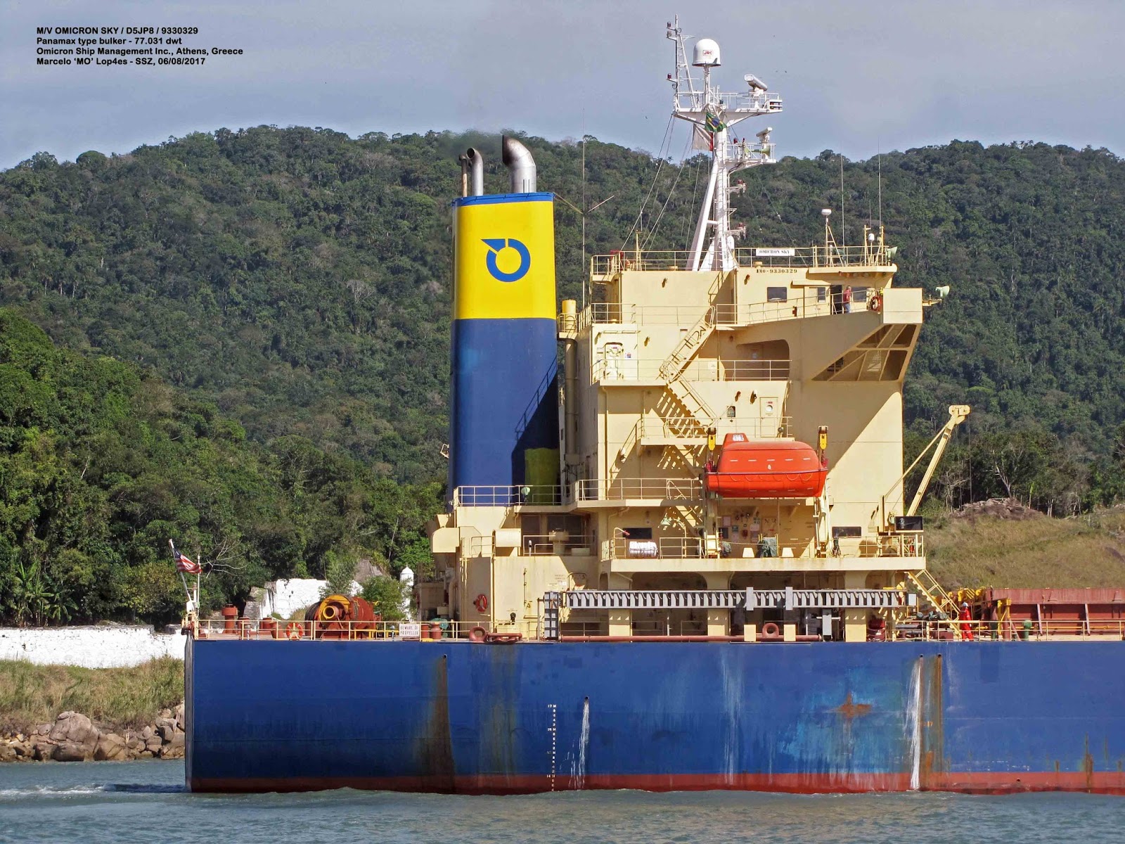 Santos Shiplovers: M/V Omicron Sky / D5JP8, Leaving Santos, loaded with ...