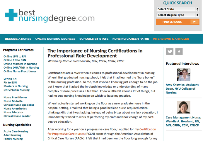 Nurse Nacole Nursing Resources: Written Articles