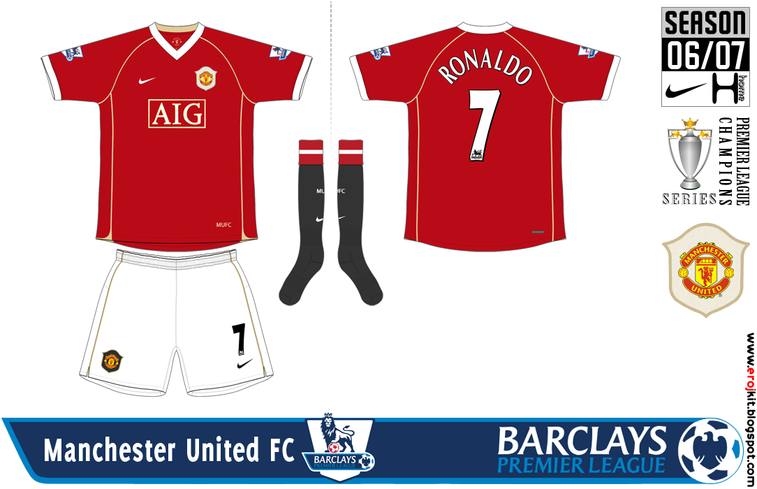 Kit Design, by eroj: 2006-07 Manchester United (Home, Away e Third)
