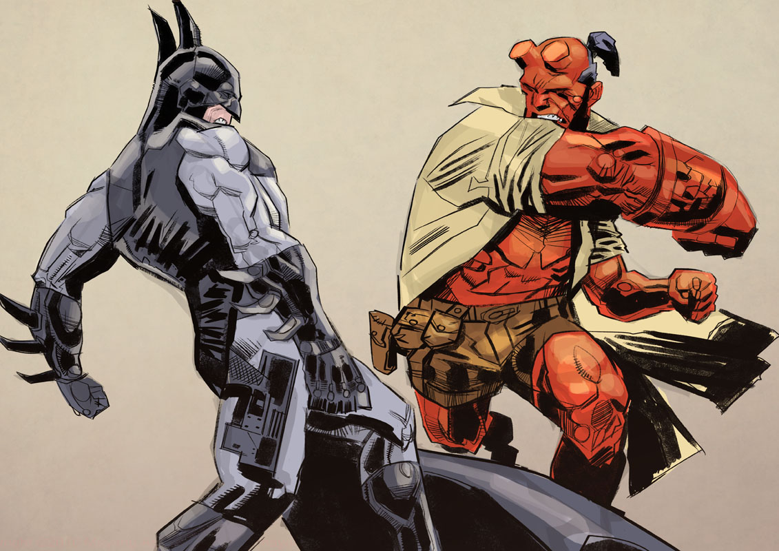 Martin Plsko art blog: Hellboy VS Batman, by Dano Mihalik