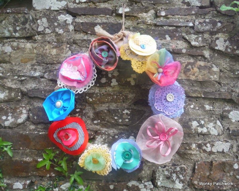 Wonky Patchwork: Spring Flower Wreath