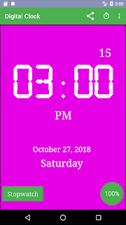 Digital Clock with Seconds, Stopwatch and Battery Percentage: Digital ...