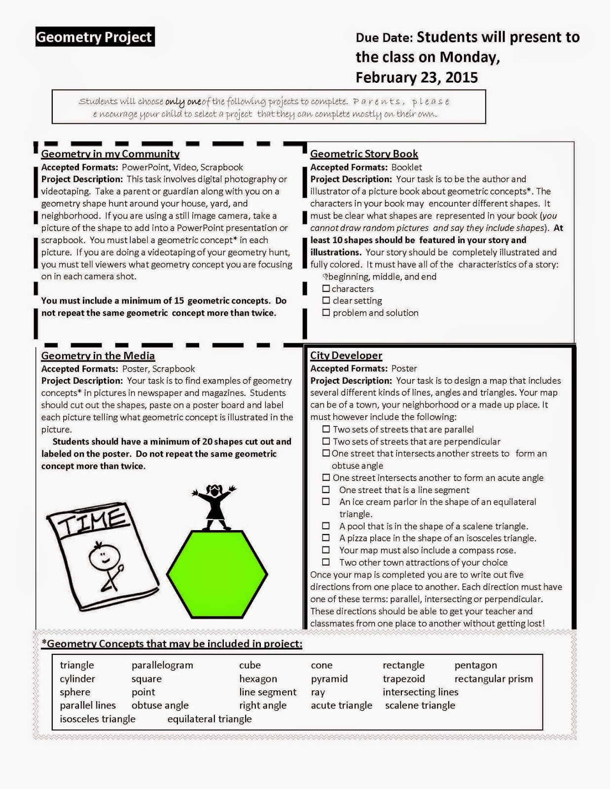 Room to Bloom in 3rd Grade: Geometry Project for Mrs. Rutland