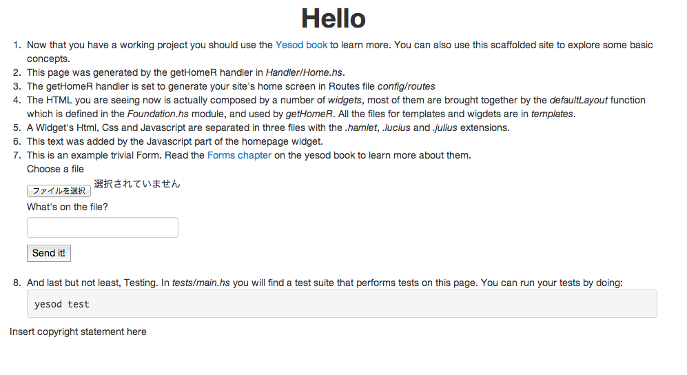 Kuro's Blog: [haskell][yesod] Yesodのインストールとチュートリアルの実行手順のまとめ