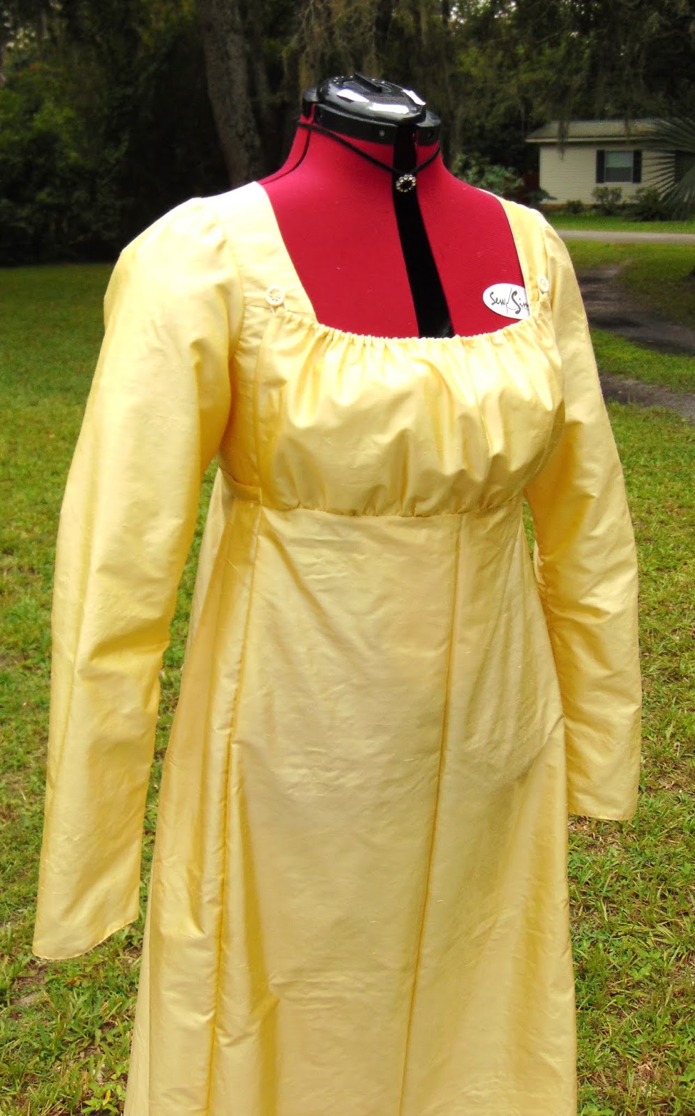The Antique Sewist: Regency Bib Front Dress - Yellow Silk