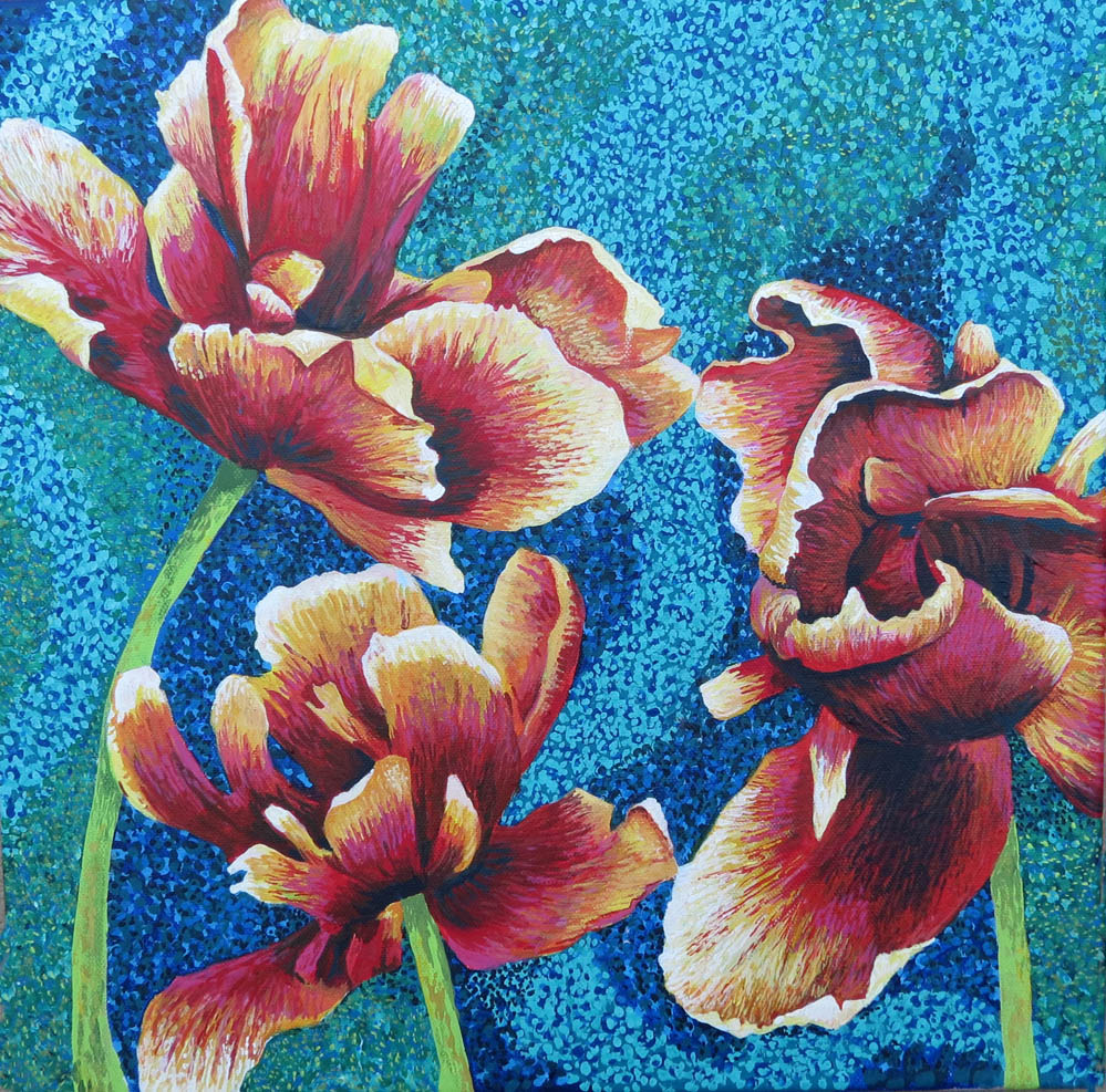 Rozartz Contemporary floral paintings: Painting of tulips. Step by step.