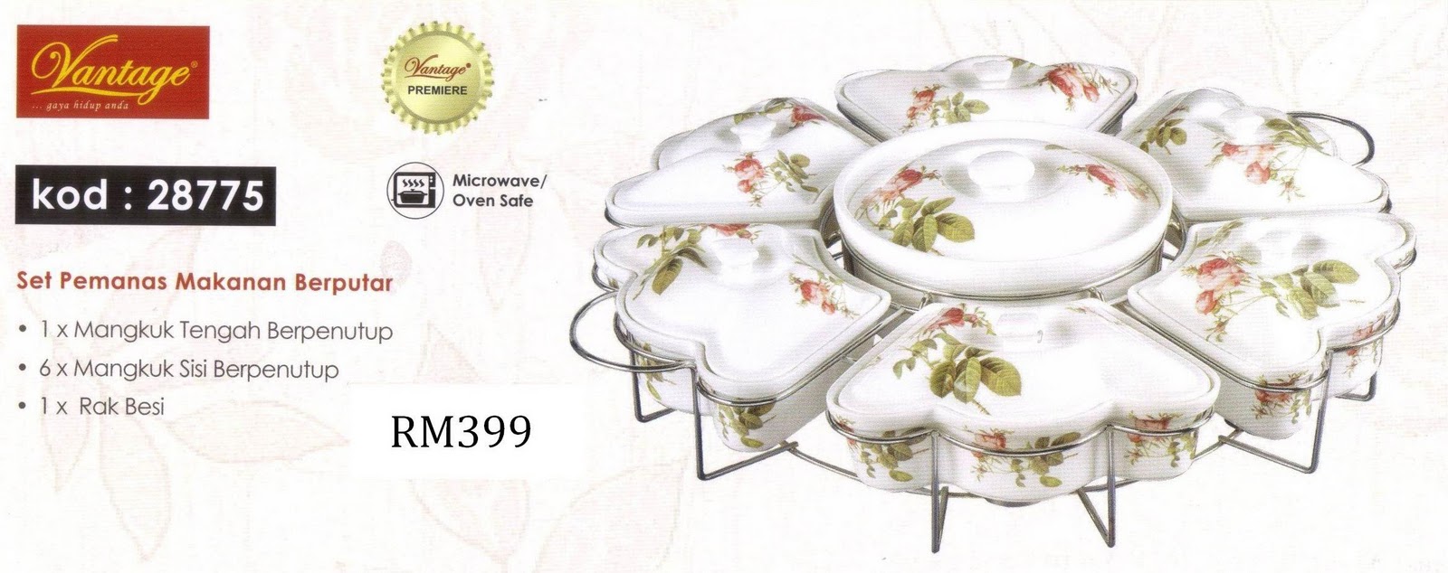 Pinggan-mangkuk Vantage: Set Pemanas Berputar
