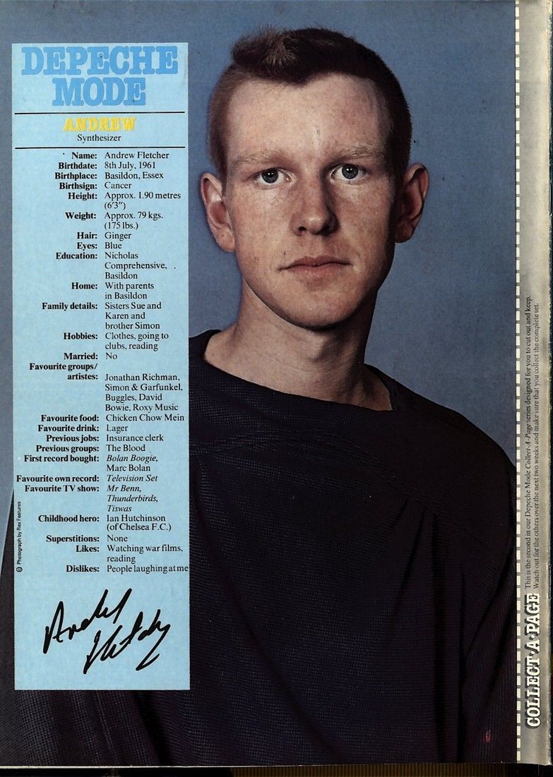 Depeche Mode: Efemérides: Andrew Fletcher, nació el 8 de julio de 1961