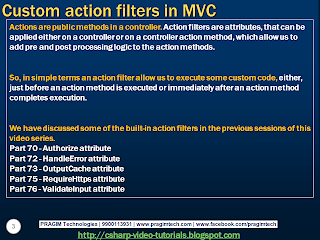 Sql server, .net and c# video tutorial: Part 77 - Custom action filters ...