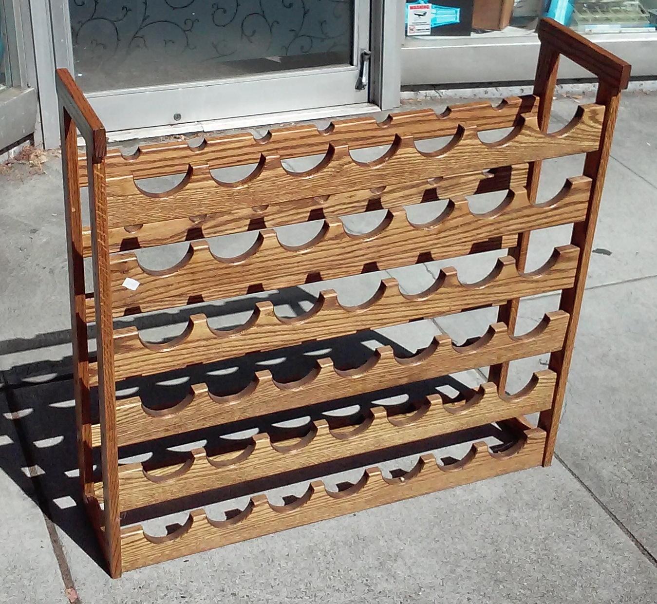 UHURU FURNITURE & COLLECTIBLES: SOLD #3141 42-Bottle Oak Wine Rack - $45