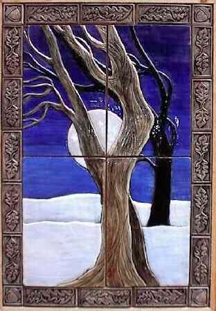 Decorative handmade ceramic tile