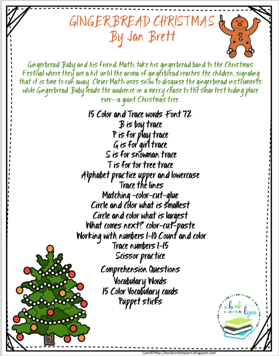 GINGERBREAD CHRISTMAS BOOK UNIT ~ Book Units by Lynn