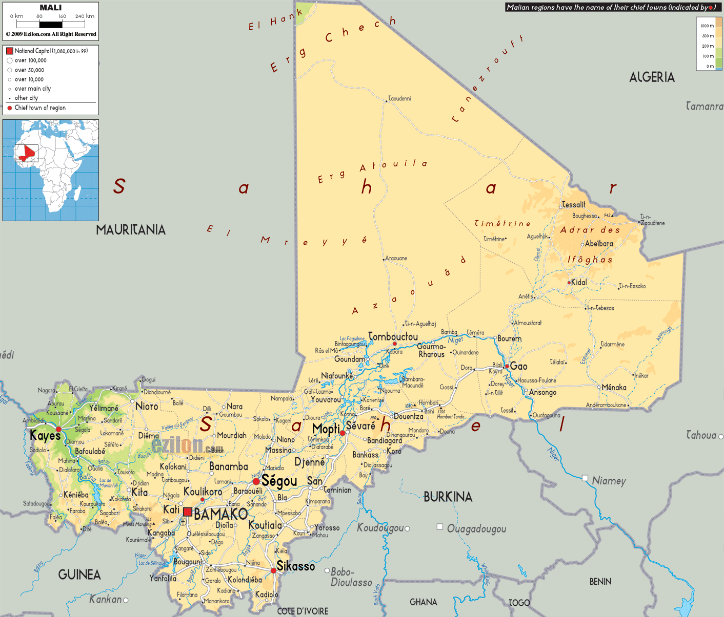 Mali | Mapas Geográficos do Mali