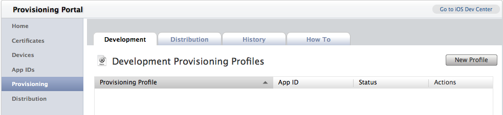 I touchs: 產生可於實體 iDevice 上運行的 App 之 (四) 新增 Provisioning Profile