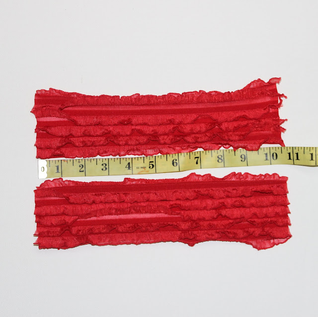 Cut two ruffle fabric strips 3 inch X 11 inch