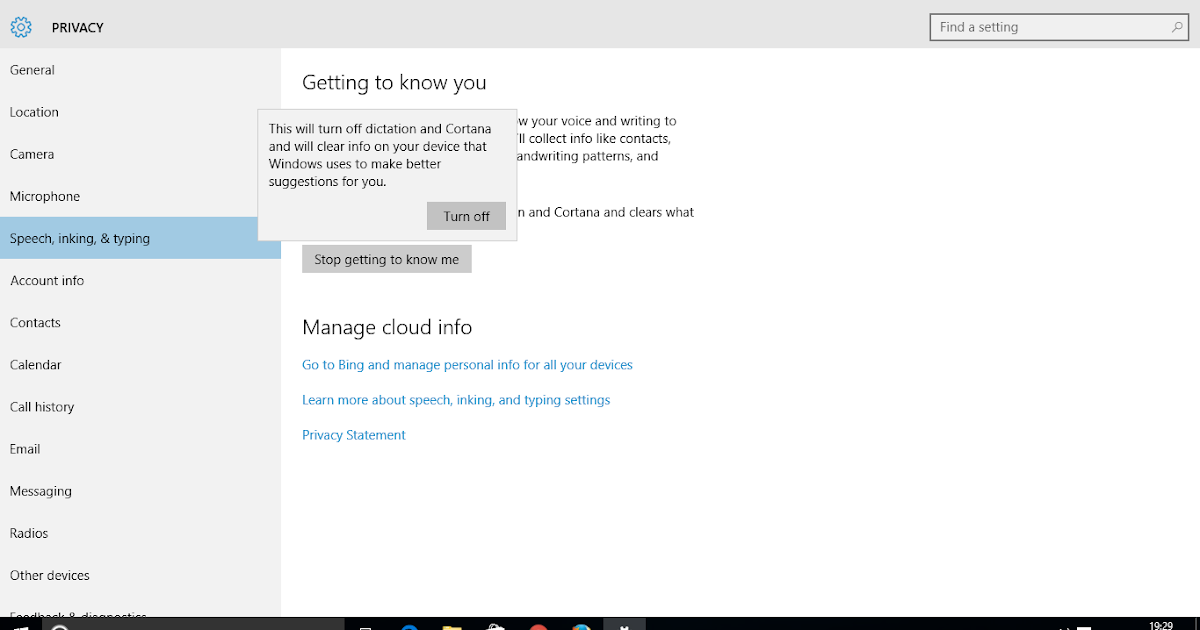 Five privacy setting in Windows 10