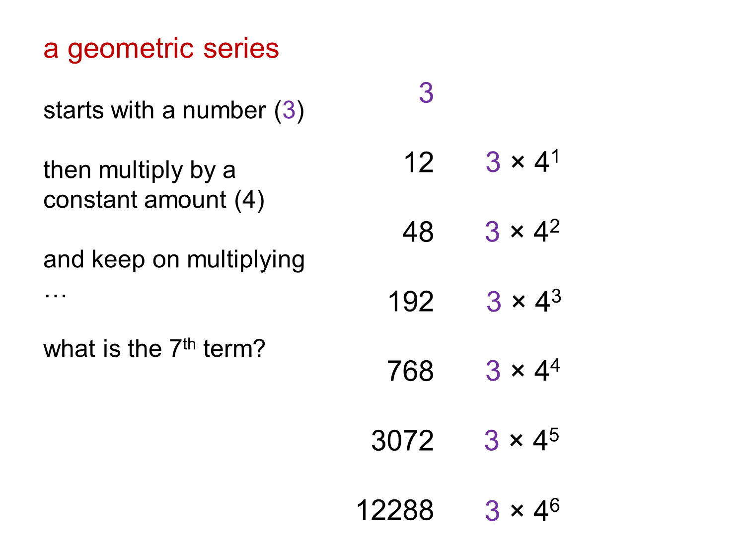 MEDIAN Don Steward mathematics teaching: geometric sequences