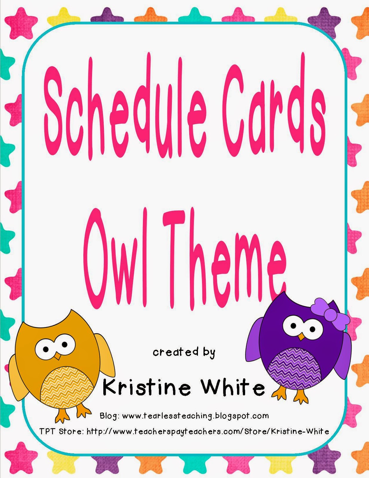 Tearless Teaching: Schedule Cards Owl Theme