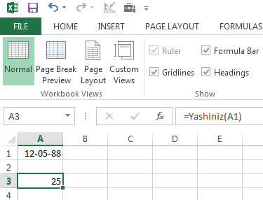 Öyrənmək gec deyil: Excel VBA- Yeni Funksiyanı Yadda Saxlamaq