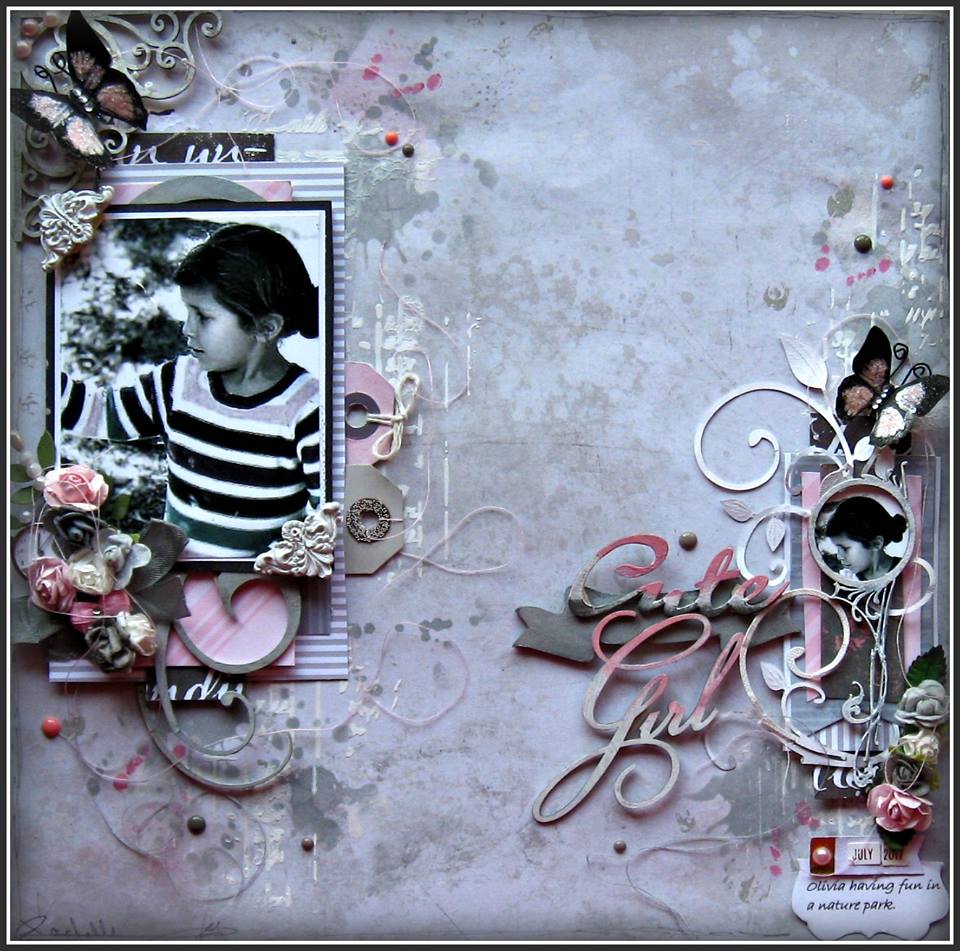Scrap Our Stash Challenge: "Cute Girl" Layout by Designer Rachelle Olaridge