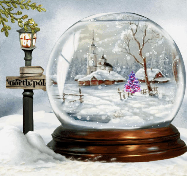 Yo's Gif's: Christmas Snow Globe Church Gif