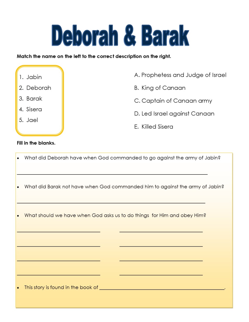 Deborah judges 4 coloring pages