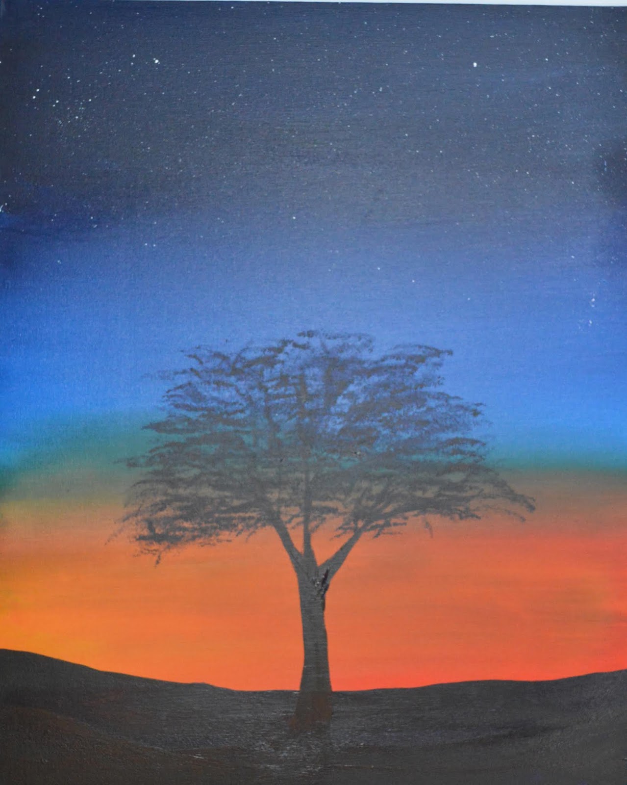 Exploring Painting: Sunset Tree. Prime acrylics on canvas.