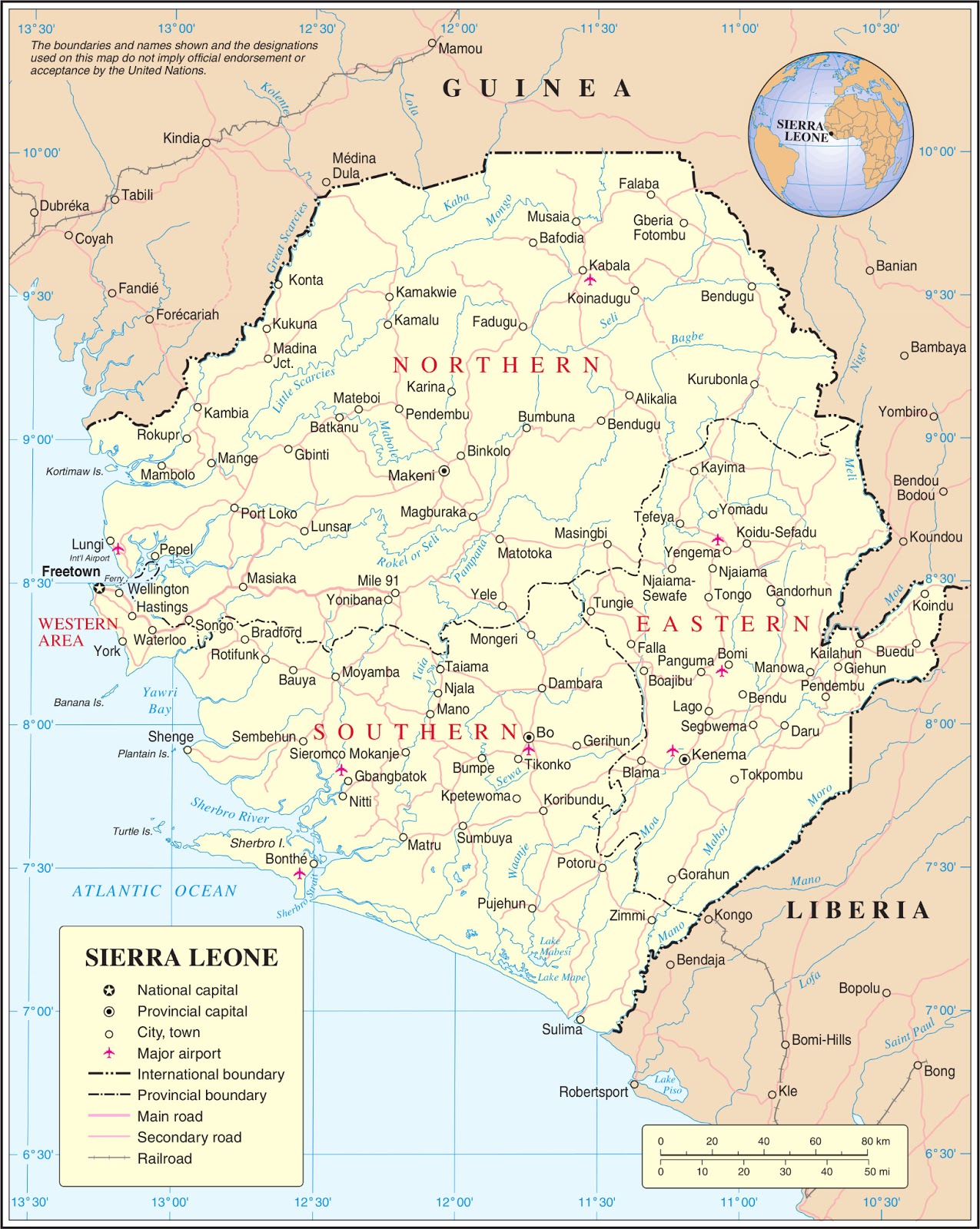SIERRA LEONE - GEOGRAPHICAL MAPS OF SIERRA LEONE ~ Klima Naturali™