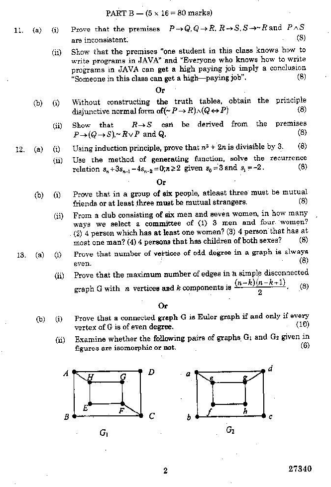 Ma6566 Discrete Mathematics Nov Dec 2015 Question Paper University Question Papers