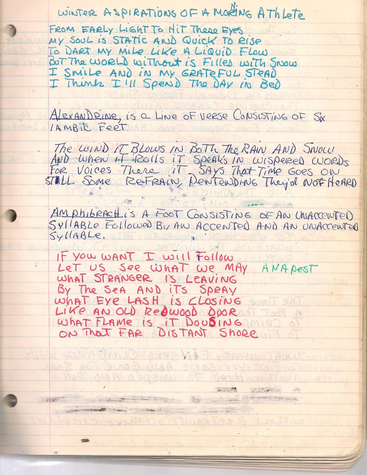 Poems: college notebooks: poetry studies