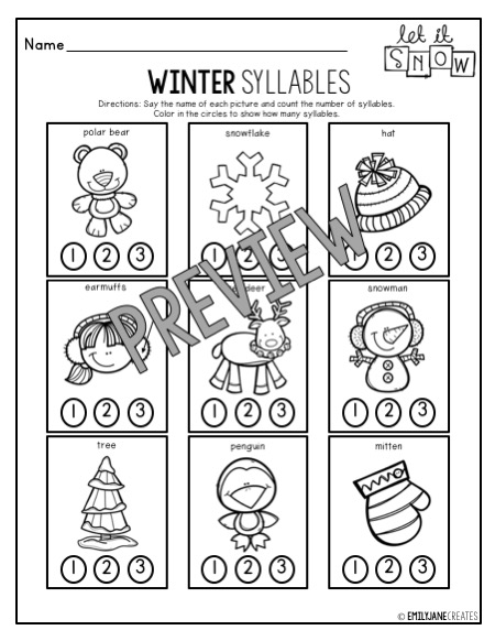 Emily Jane Creates: DECEMBER NO PREP KINDERGARTEN PACKET-OVER 100 PAGES!