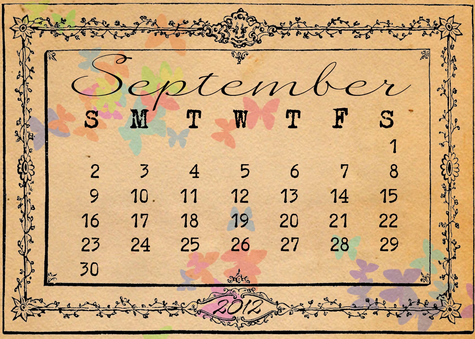 Wild@heart: Friday freebie - September calendar