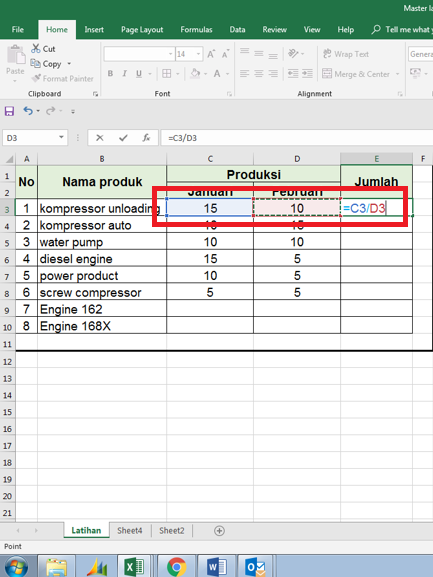 Belajar Formula Matematika Perkalian Dan Pembagian Pada Ms Excel